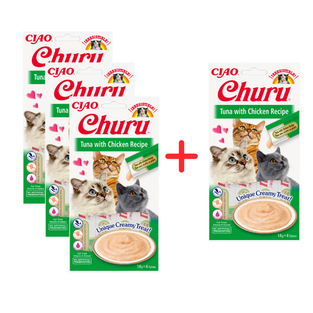 Inaba Cat Churu Tuna With Chicken 4x56g Kremowy Przysmak Dla Kota Pasta Z Tuńczykiem I ...