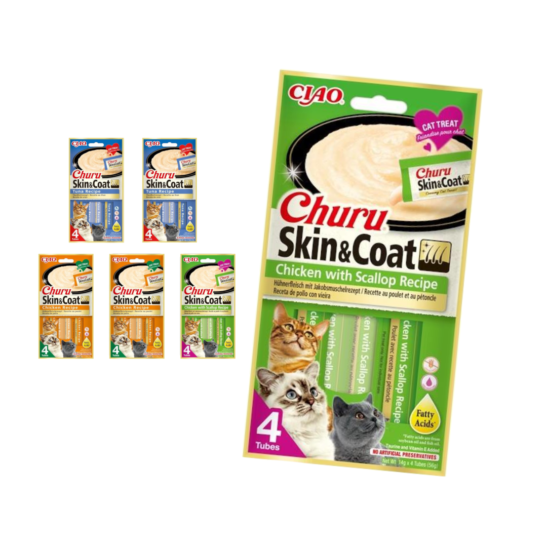Inaba Cat Churu Skin Coat 24x14g Kremowy Przysmak Dla Kota Pasta Mix ...