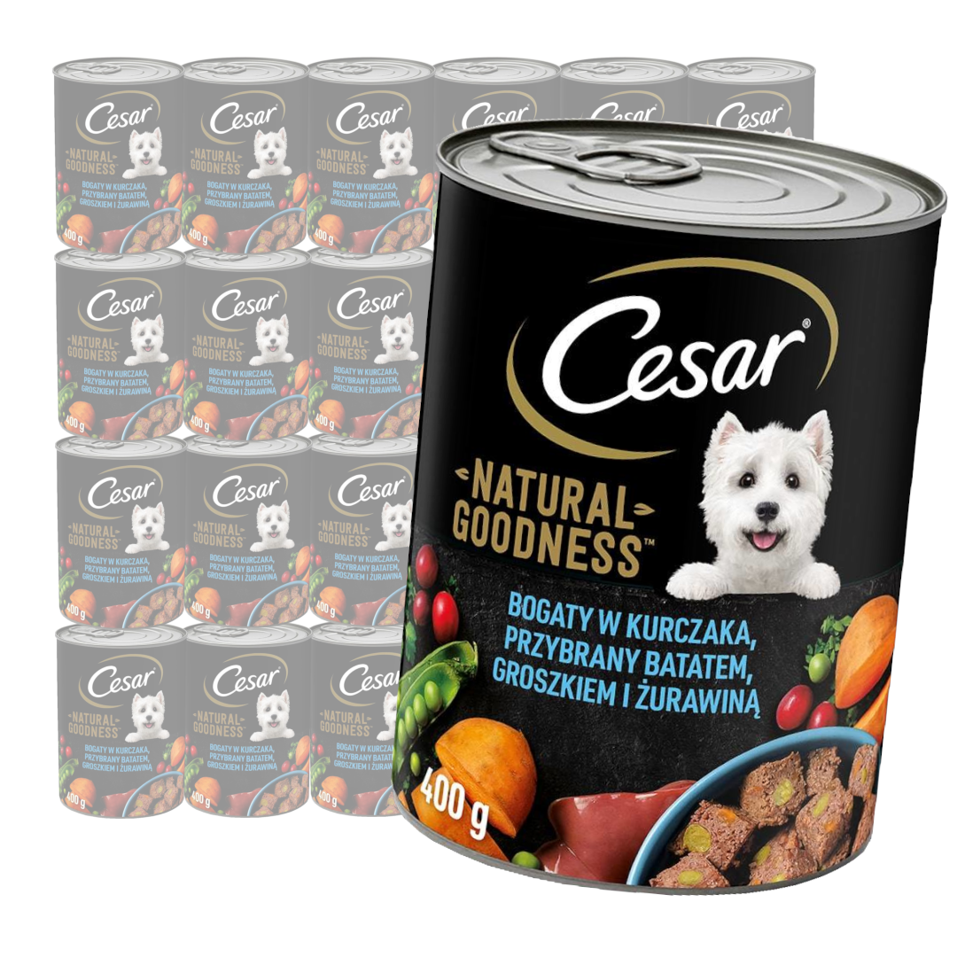 Cesar Kurczak z Batatami Groszkiem i Żurawiną 24x400g Puszka Mokra ...