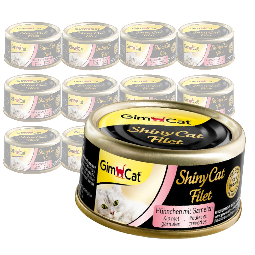 GimCat Filet z Kurczaka Krewetki ShinyCat Karma Dla Kota 12x70g na Unizoo.pl