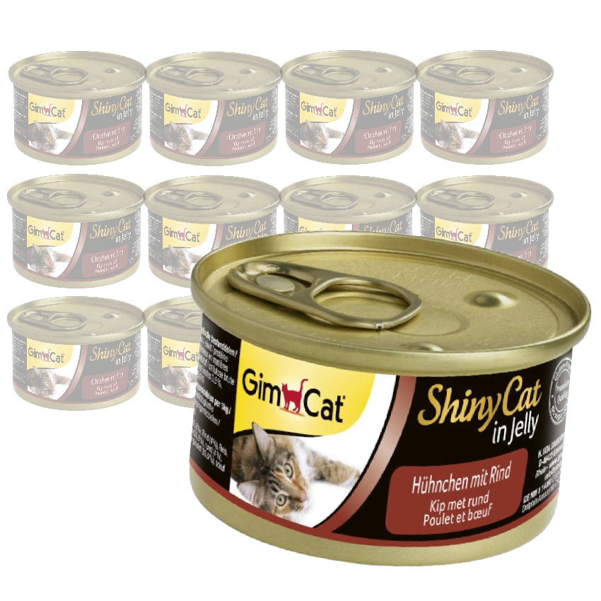 GimCat ShinyCat Mokra Karma Dla Kota Kurczak Z Wołowiną W Galaretce 12x70g na Unizoo.pl