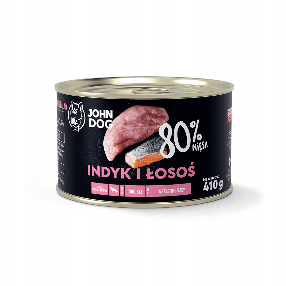 John Dog Premium INDYK i ŁOSOŚ 6x 410g mokra karma dla psa, 80% mięsa ...