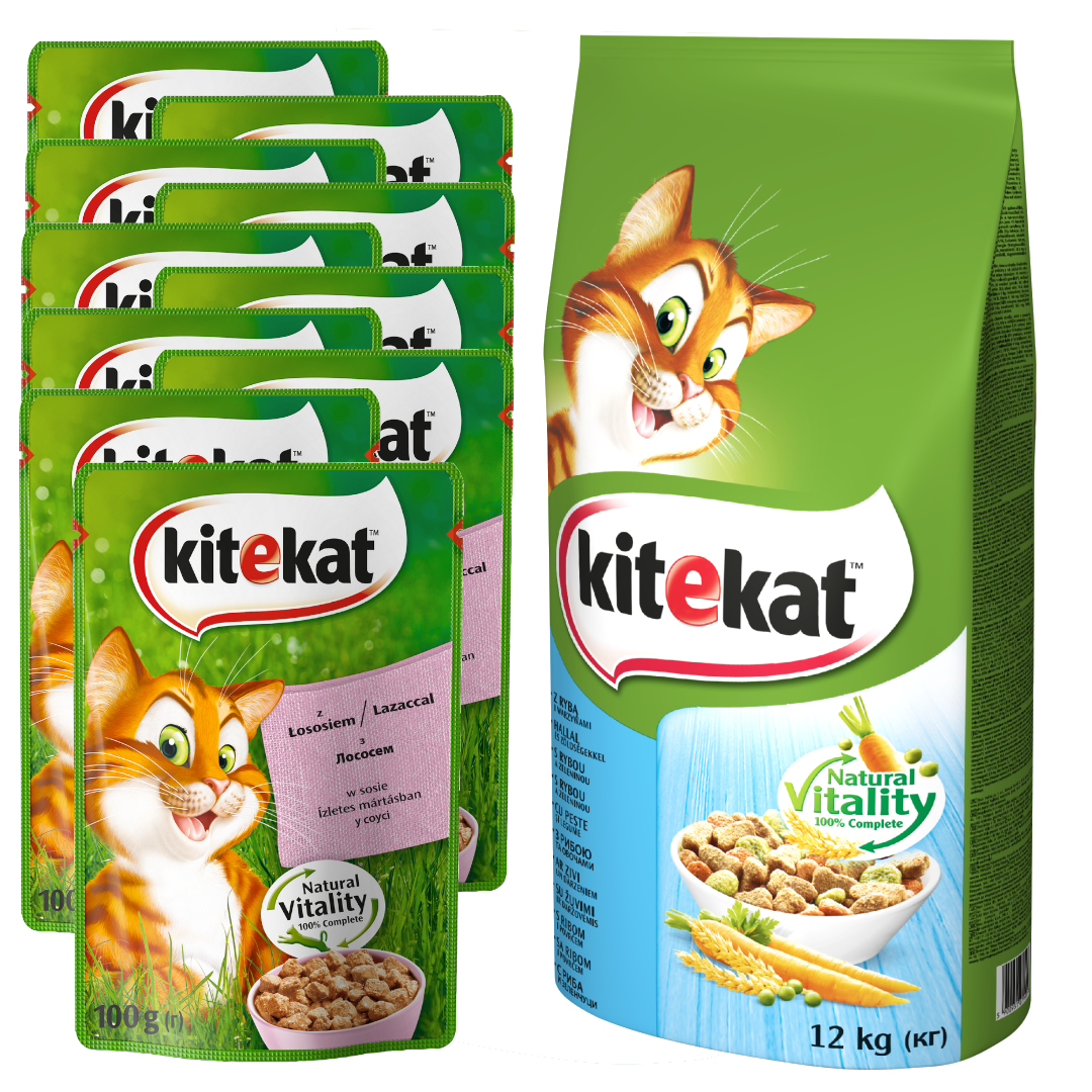 Kitekat Sucha Karma Dla Kotów Z Rybą I Warzywami 12kg + Saszetki Mokra ...