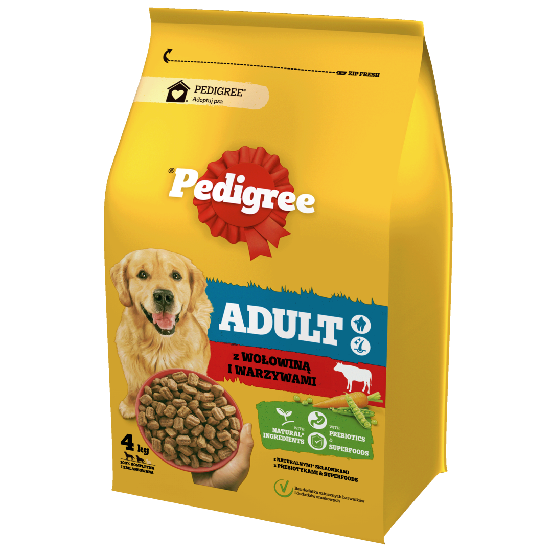 Pedigree Adult 4kg Z Wołowiną I Warzywami Sucha Karma Dla Psów Średnich ...