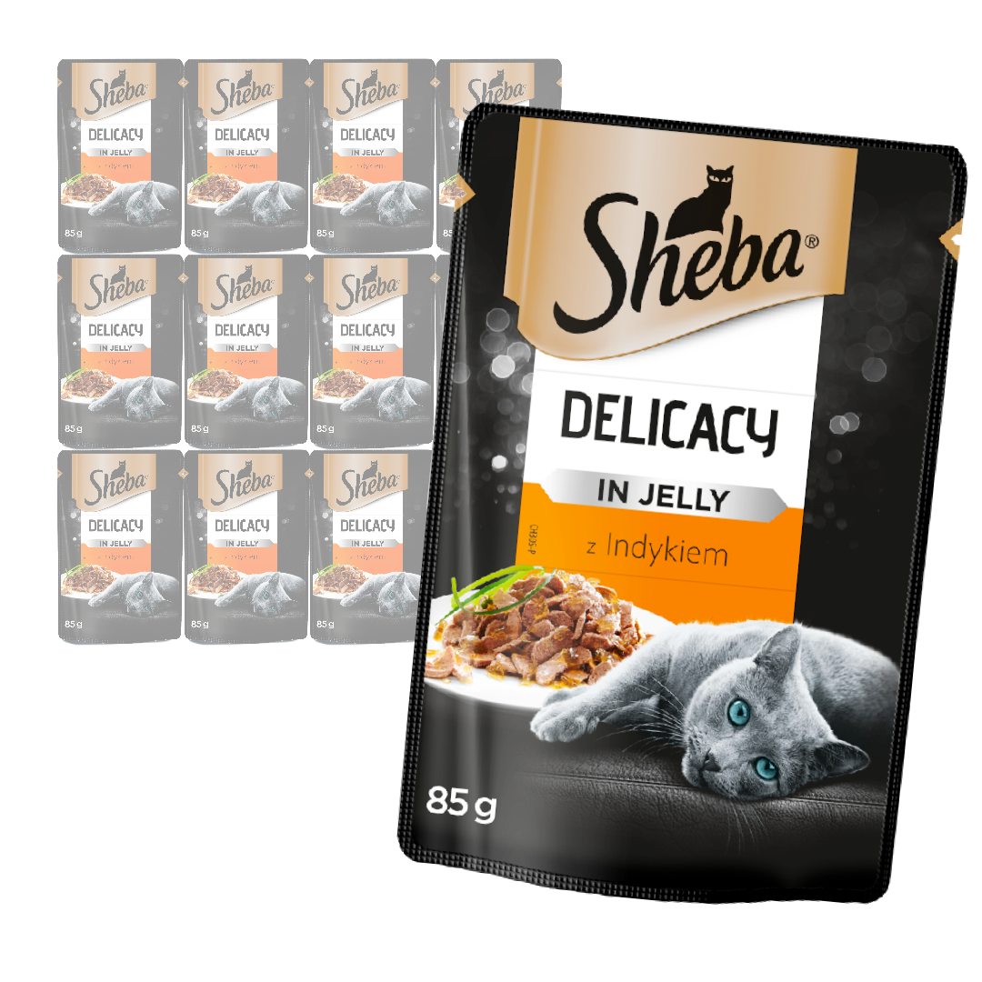 Sheba Saszetka 12x 85g Delicacy in Jelly Mokra Karma Dla Kotów Z Indykiem W Galaretce na Unizoo.pl
