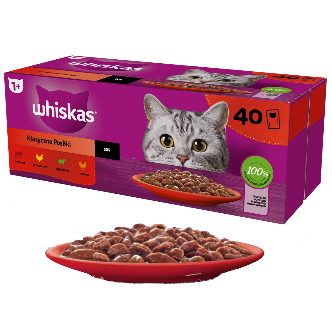 Whiskas Adult Klasyczne Posiłki + Sheba Selection in Sauce Kolekcja Drobiowych Smaków Mokra ...