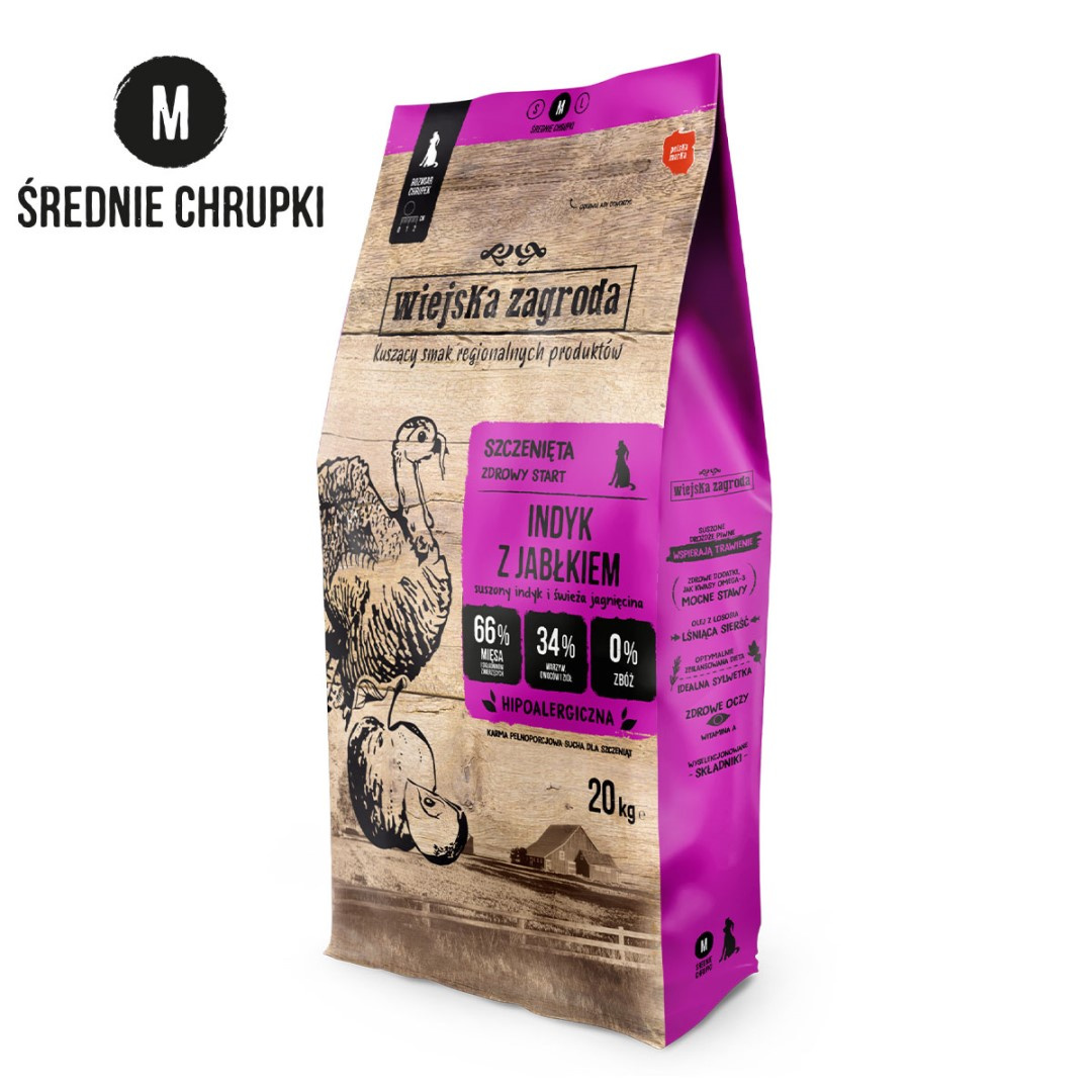 Wiejska Zagroda Hipoalergiczna Sucha Karma Dla Szczeniaka Indyk Z ...